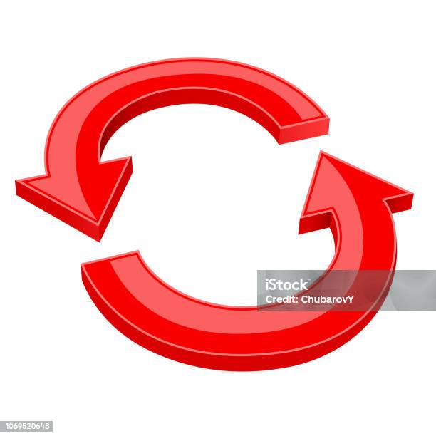 Red 3d Arrows In Circular Motion Counterclockwise Direction Stock Illustration Download Image