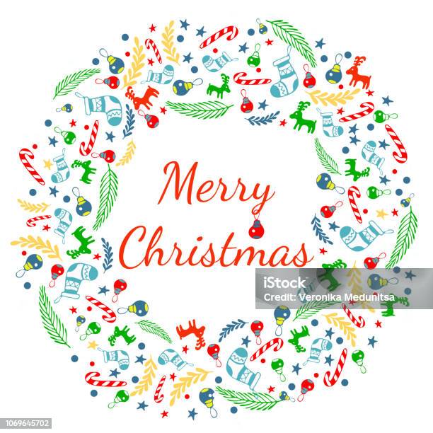 Kartu Ucapan Selamat Natal Dengan Karangan Bunga Latar Belakang Dengan