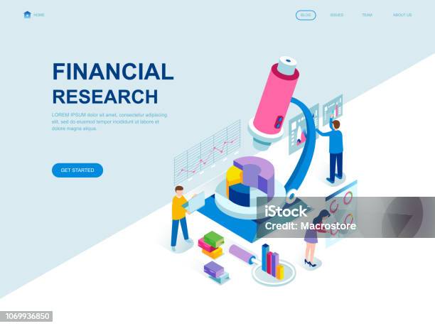 Konsep Isometrik Desain Datar Modern Dari Financial Research Dihiasi