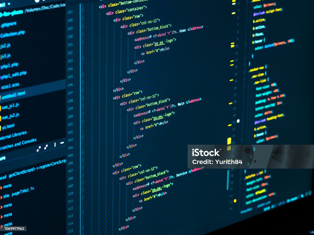 Coding Html And Css In Ide Macro Web Development Software Source Code