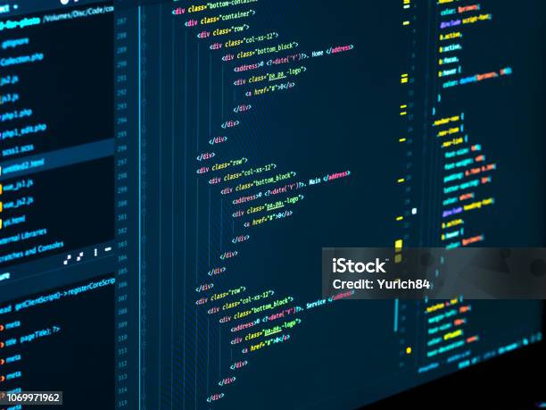 Coding Html And Css In Ide Macro Web Development Software Source Code