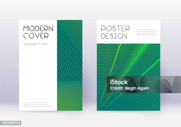 Set Templat Desain Sampul Minimal Abstrak Hijau Ilustrasi Stok Unduh