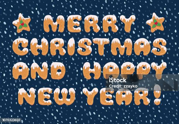 Tipografi Kartu Ucapan Natal Dalam Gaya Kartun Dengan Bentuk Teks Kue