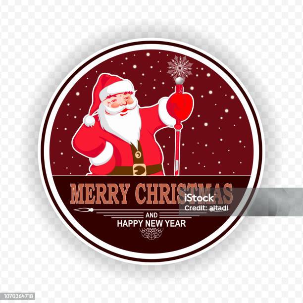 Tanda Bulat Natal Dengan Siluet Santa Claus Dengan Staf Dan Teks Elemen ... Tanda Bulat Natal Dengan Siluet Santa Claus Dengan Staf Dan Teks Elemen ...