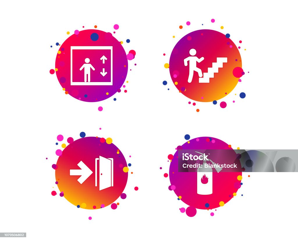 Emergency Exit Icons Door With Arrow Sign Vector Stock Illustration ... Emergency Exit Icons Door With Arrow Sign Vector Stock Illustration ...