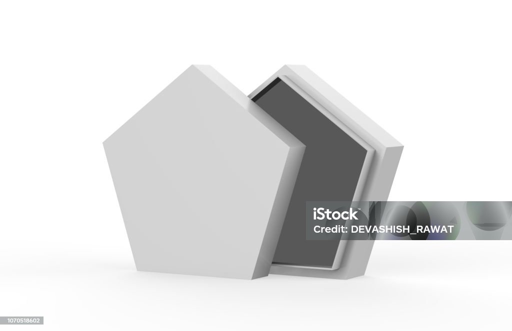 Kotak Kemasan Pentagon Kardus Putih Kosong Template Mock Up Pada Latar