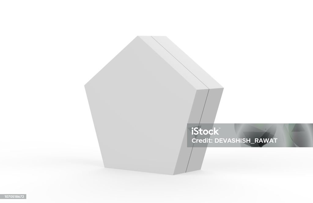 Kotak Kemasan Pentagon Kardus Putih Kosong Template Mock Up Pada Latar