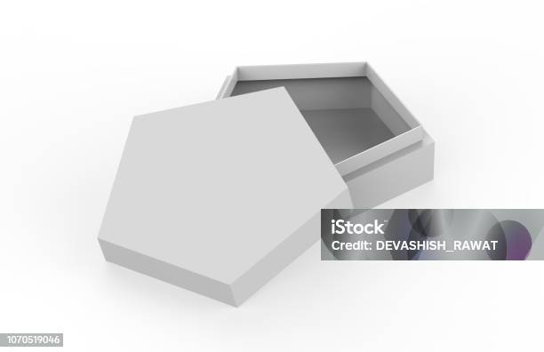 Kotak Kemasan Pentagon Kardus Putih Kosong Template Mock Up Pada Latar