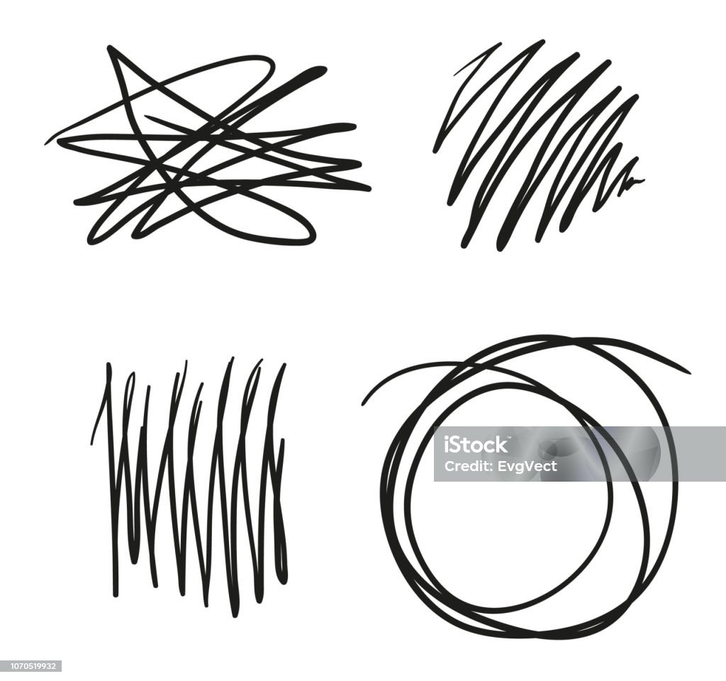 Vector Set Of Handdrawn Scribble Line Shape Sketch Style Doodle Vector