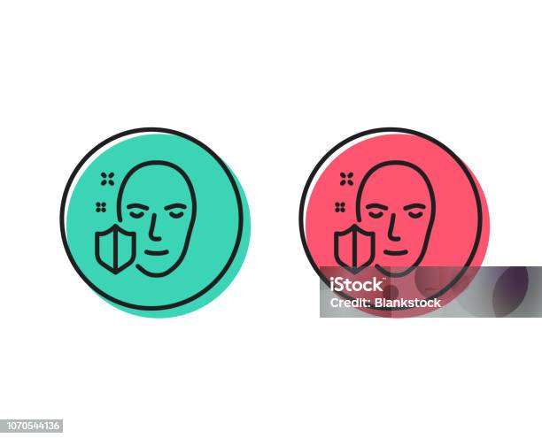 Face Detection Protected Line Icon Secure Access Sign Vector Stock