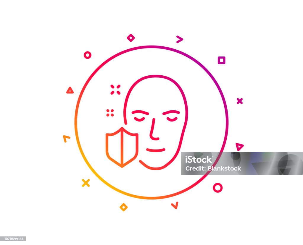 Face Detection Protected Line Icon Secure Access Sign Vector Stock