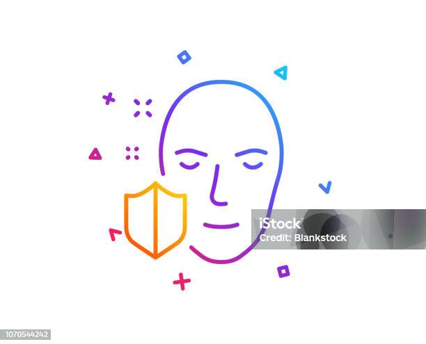 Face Detection Protected Line Icon Secure Access Sign Vector Stock