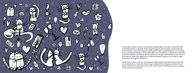 Jeu De Doodle Avec Symboles Damour Mignonne Illustration Vectorielle