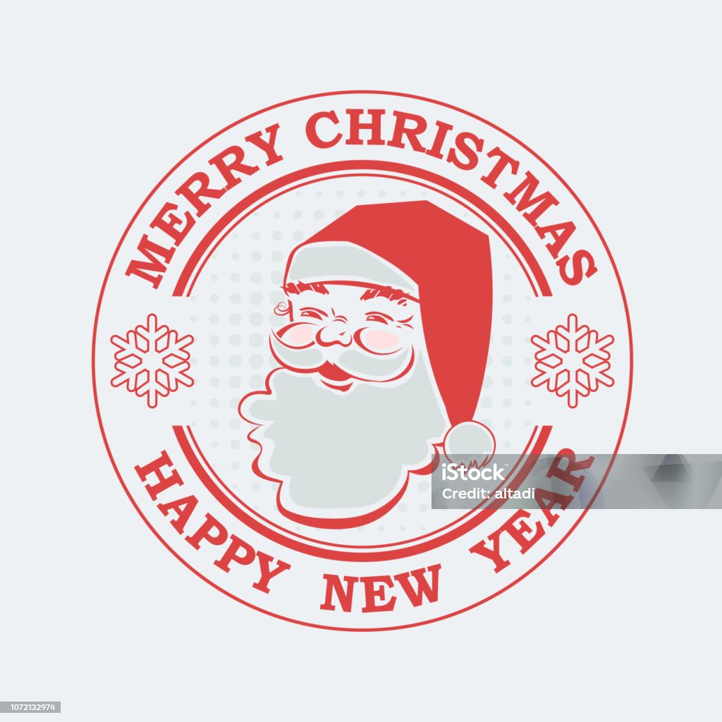 Stempel Bulat Natal Tandai Merah Dengan Siluet Santa Claus Dan Kepingan ... Stempel Bulat Natal Tandai Merah Dengan Siluet Santa Claus Dan Kepingan ...