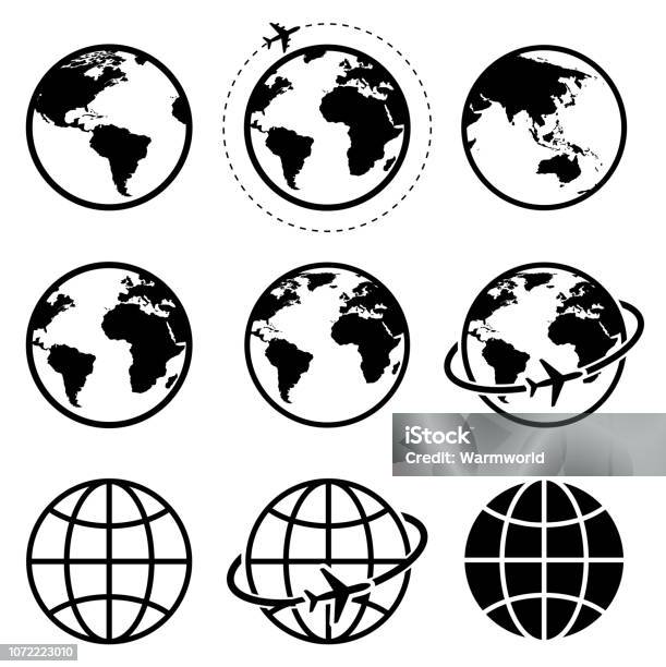 Collection Dicônes De La Terre Globe Vector Vecteurs Libres De Droits