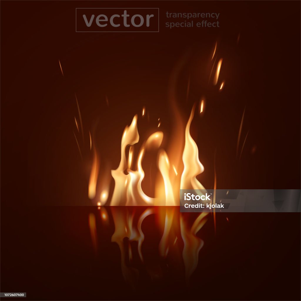 Ilustración De Quema De Fuego Y Su Reflejo Brillante En La Superficie