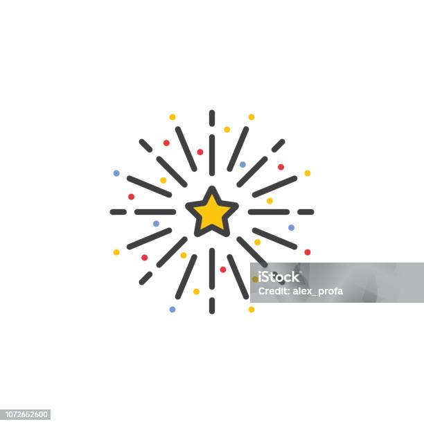 Icône De Feux Dartifice Dans Le Style Plat Isolé Sur Fond Blanc