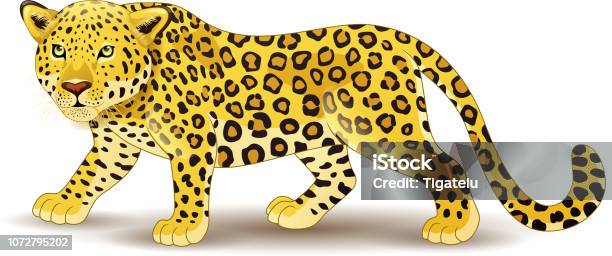 Kartun Macan Tutul Terisolasi Di Latar Belakang Putih Ilustrasi Stok