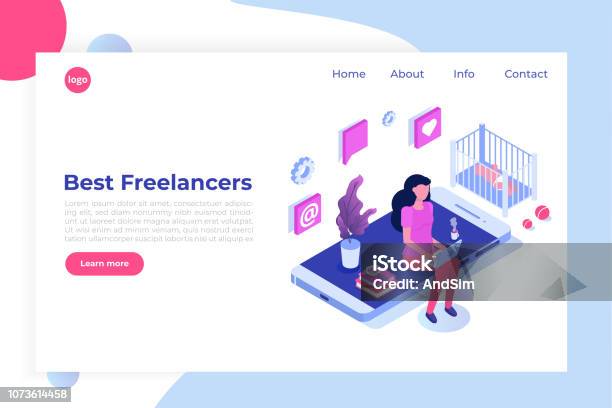 Freelancer Layanan Konsep Isometrik Dengan Tempat Teks Templat Halaman