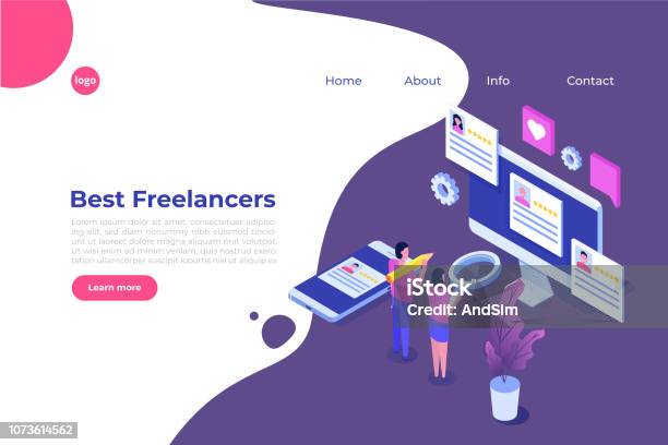 Freelancer Layanan Konsep Isometrik Dengan Tempat Teks Templat Halaman