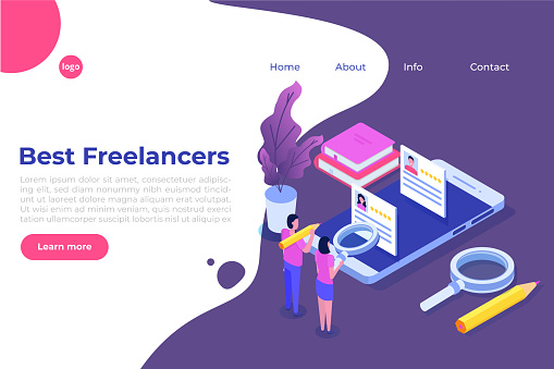 Freelancer Layanan Konsep Isometrik Dengan Tempat Teks Templat Halaman