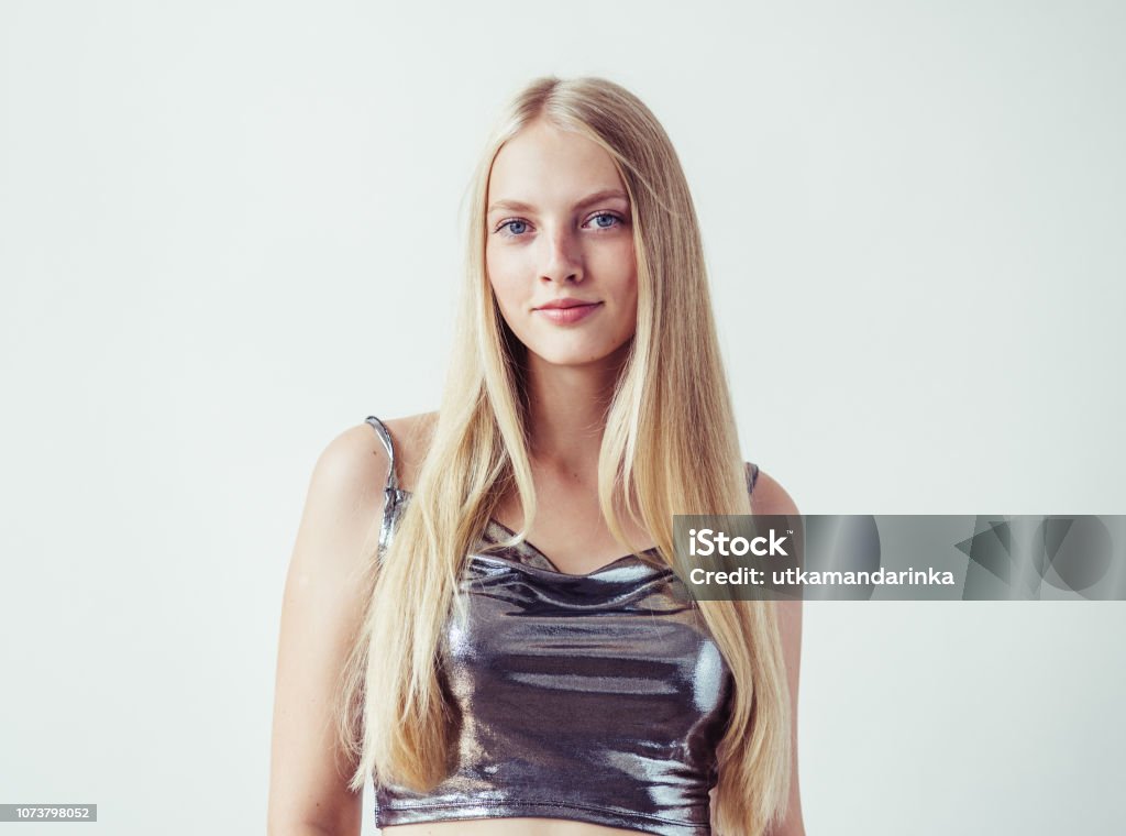 Beautiful Blonde Woman Girl With Long Blond Hair Smooth And Beauty In