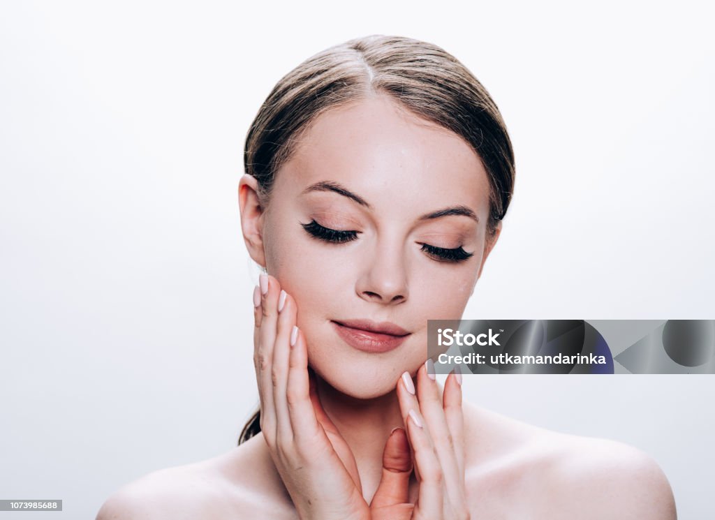 Beautiful Woman Face With Eyelashes Beauty Healthy Skin Natural Makeup