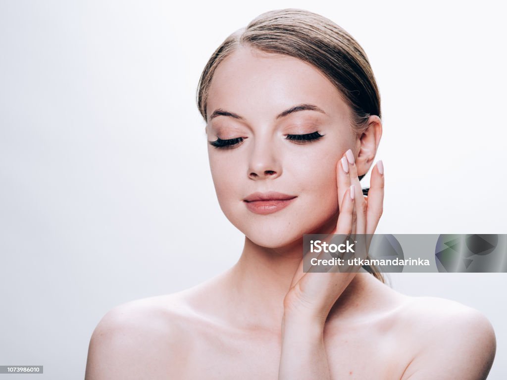 Beautiful Woman Face With Eyelashes Beauty Healthy Skin Natural Makeup