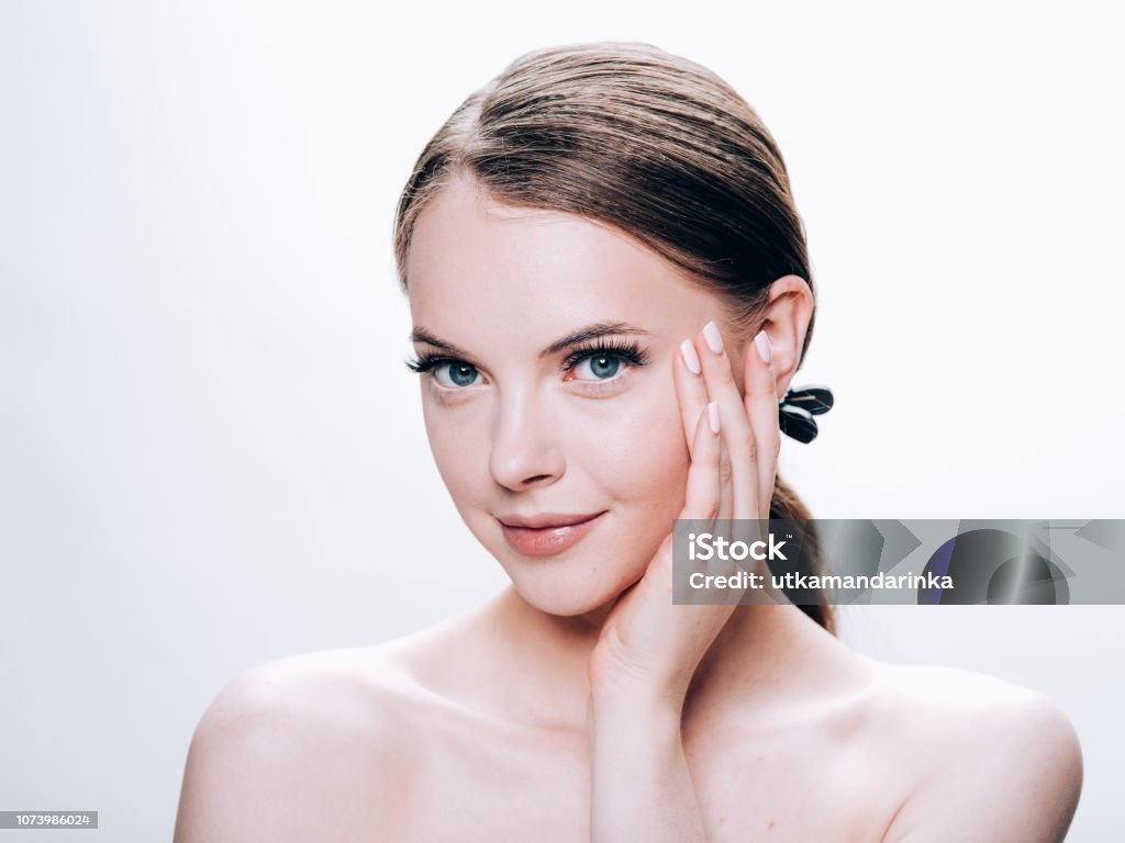Beautiful Woman Face With Eyelashes Beauty Healthy Skin Natural Makeup