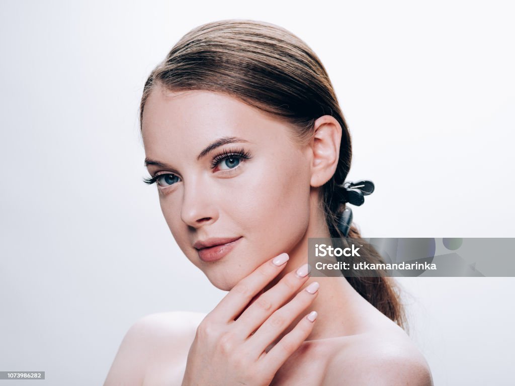 Beautiful Woman Face With Eyelashes Beauty Healthy Skin Natural Makeup
