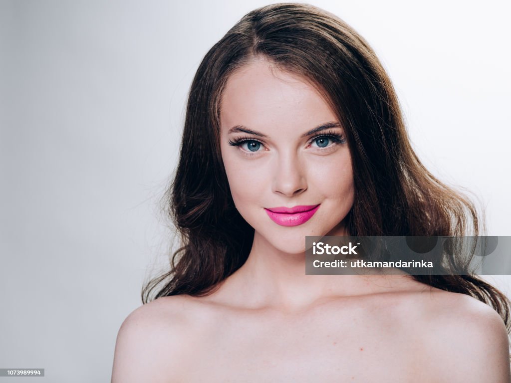 Beautiful Woman Face With Eyelashes Beauty Healthy Skin Natural Makeup