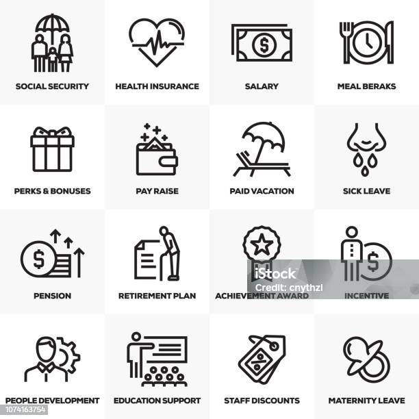 Employee Benefits Line Icons Set Stock Illustration - Download Image ... Employee Benefits Line Icons Set Stock Illustration - Download Image ...
