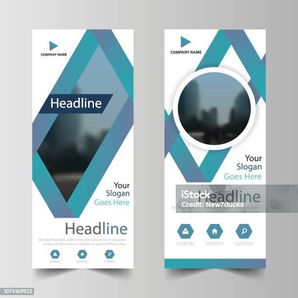 Template Desain Datar Business Roll Up Banner Spanduk Geometris Abstrak