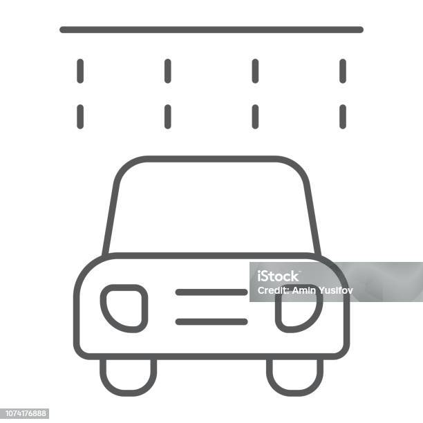Mobil Mencuci Ikon Garis Tipis Bersih Dan Servis Tanda Otomatis Grafik