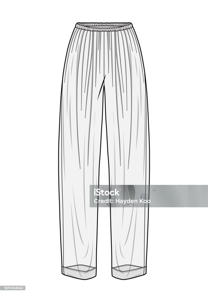 Pants Fashion Flat Technical Drawing Template Stock Illustration