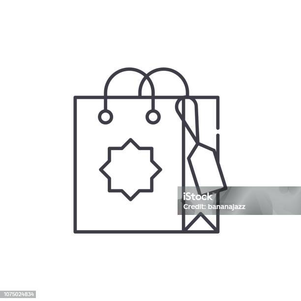 Concept Dicône Cadeau Sac Line Cadeau Sac Vector Illustration Linéaire