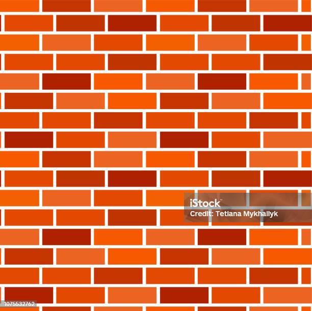Latar Belakang Dinding Bata Oranye Pola Vektor Yang Mulus Brickwork