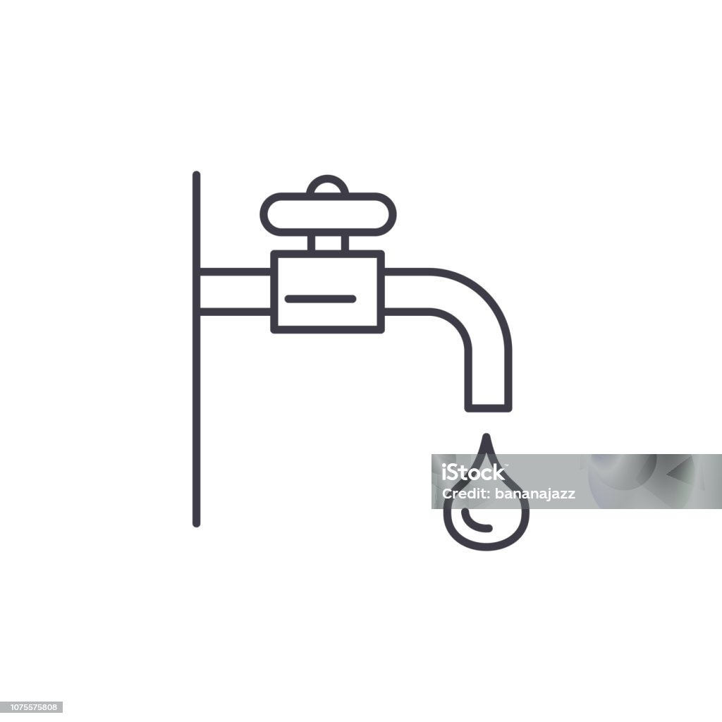 Concept Dicône Eau Robinet Line Leau Du Robinet Vector Illustration