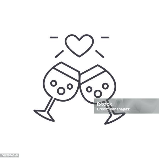 Concept Dicône Mariage Anniversaire Line Illustration Linéaire