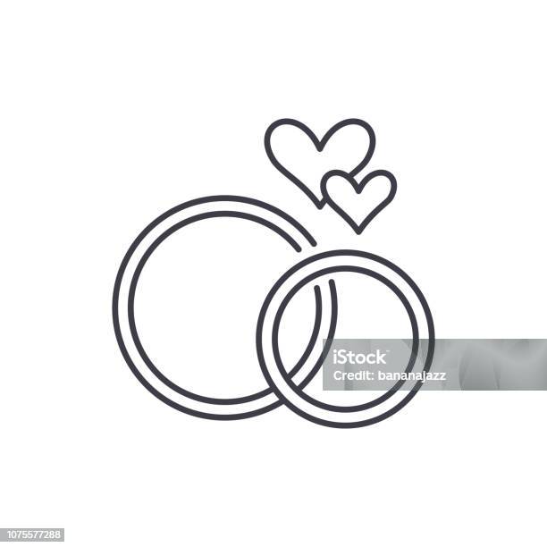 Anneaux De Mariage Ligne Concept Dicône Anneaux De Mariage Vector