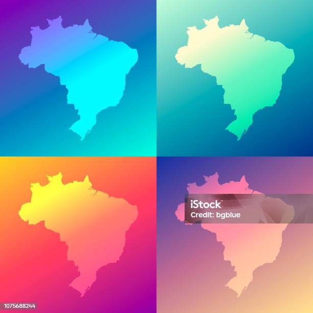 Ilustración De Brasil Mapas Con Gradientes De Colores Moda Fondo Y Más