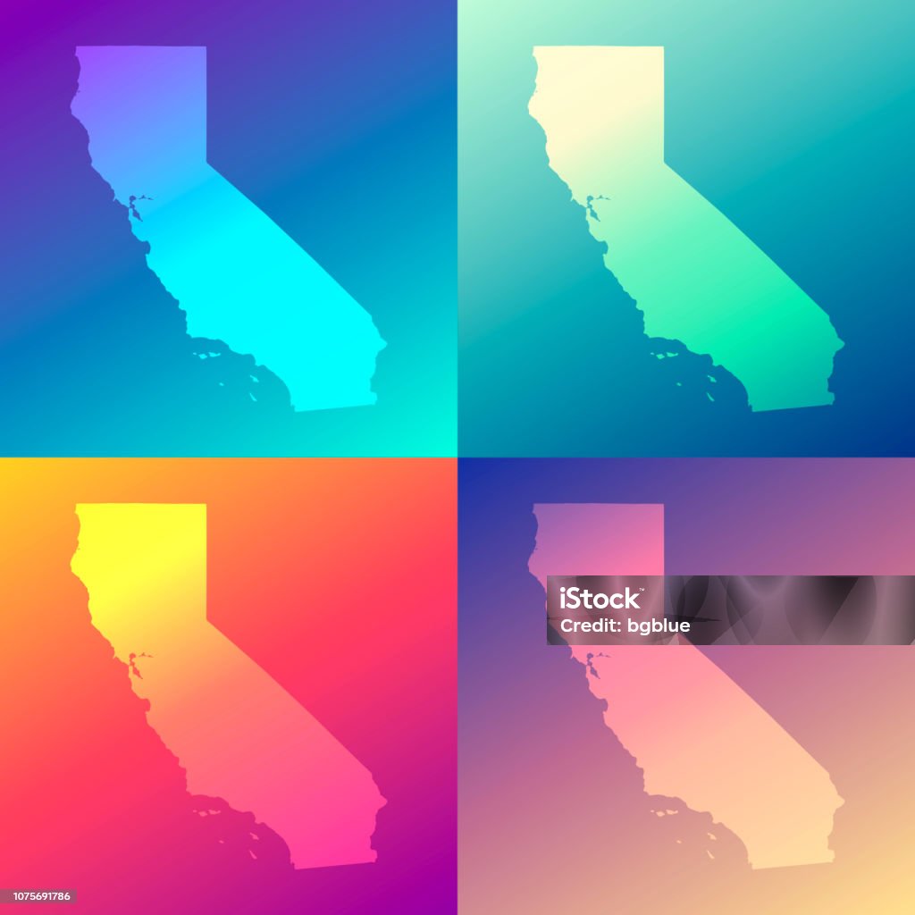 Ilustración De Mapas De California Con Gradientes De Colores Moda Fondo