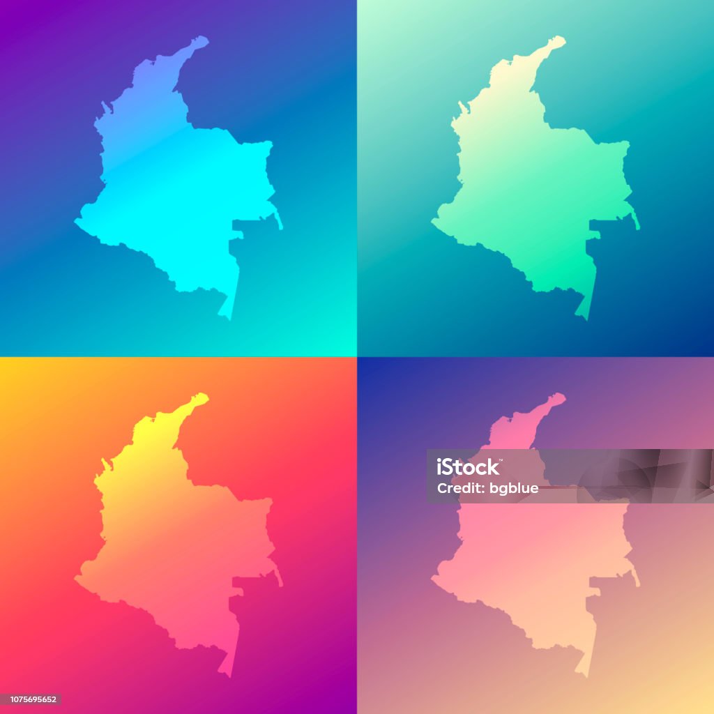 Ilustración De Colombia Mapas Con Gradientes De Colores Moda Fondo Y