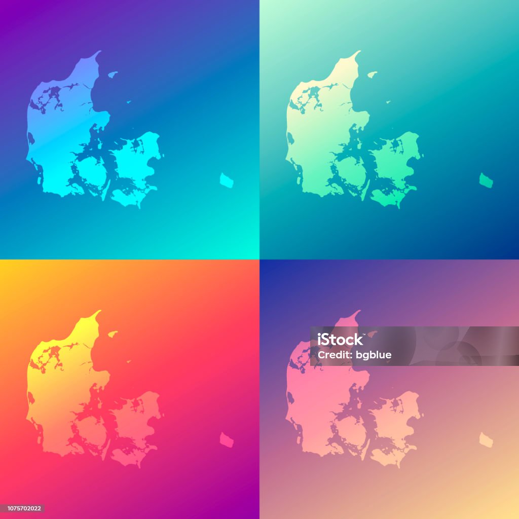 Ilustración De Mapas De Dinamarca Con Gradientes De Colores Moda Fondo