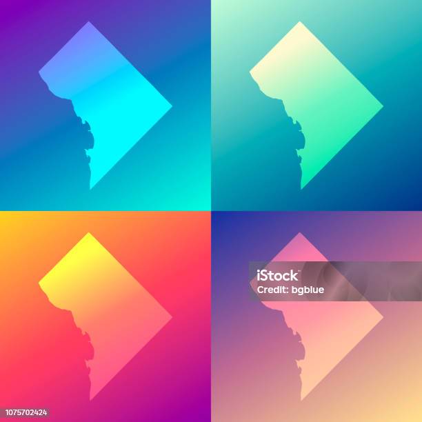 Ilustración De Mapas De Distrito De Columbia Con Gradientes De Colores