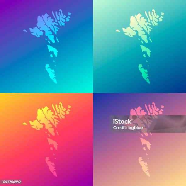 Ilustración De Islas Feroe Mapas Con Gradientes De Colores Moda Fondo Y