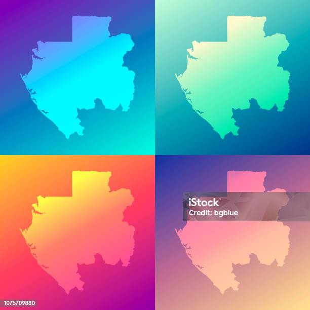 Ilustración De Mapas De Gabón Con Gradientes De Colores Moda Fondo Y