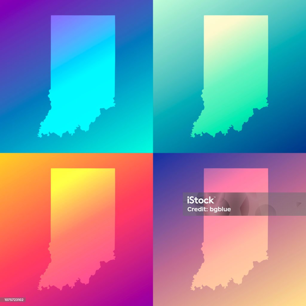 Ilustración De Mapas De Indiana Con Gradientes De Colores Moda Fondo Y
