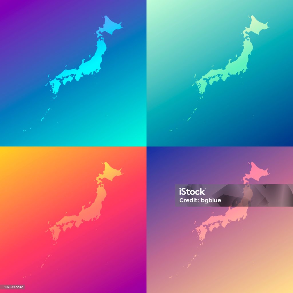 Ilustración De Mapas De Japón Con Gradientes De Colores Moda Fondo Y