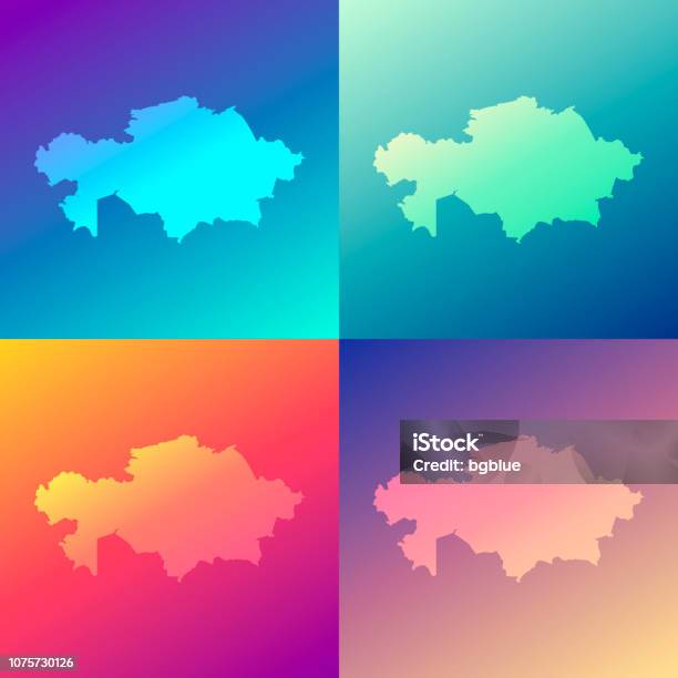 Ilustración De Mapas De Kazajstán Con Gradientes De Colores Moda Fondo
